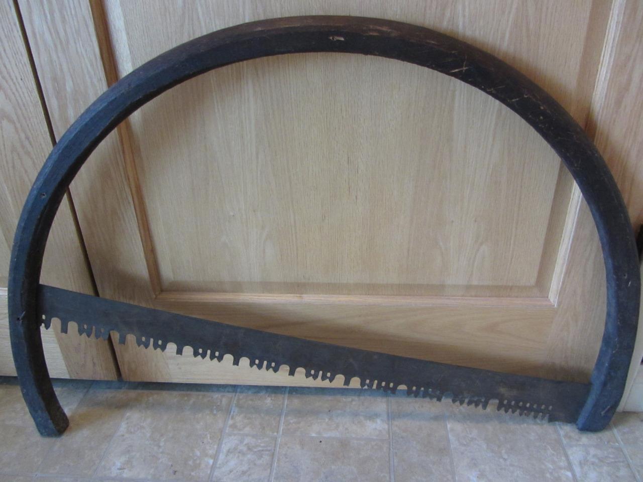 Vintage Wooden Bow Saw w Unusual Design Antique Saws Old Tool Iron Buck ...