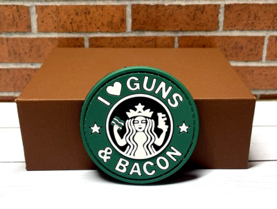 PVC Tactical Patch - I love Guns and Bacon Morale Gun Patch - Hooked Backed | eBay