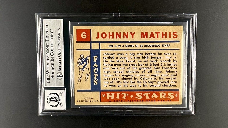 Johnny Mathis Signed 1957 Topps Hit Stars (BAS) | eBay