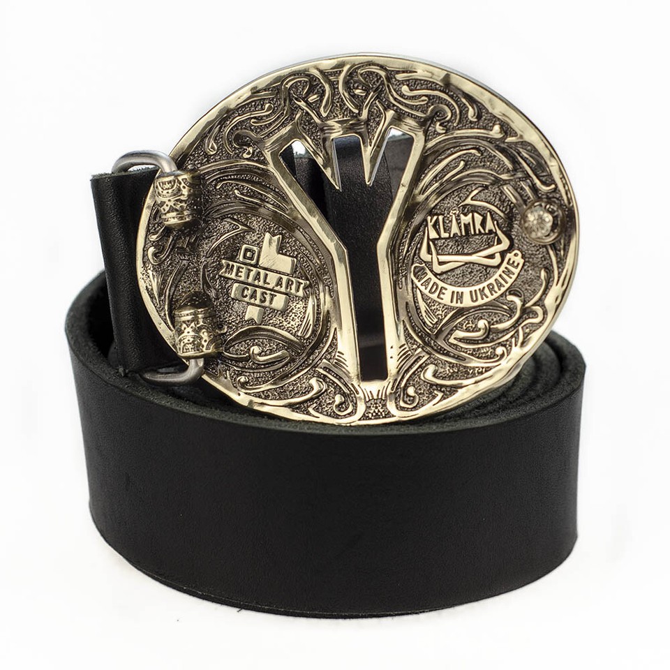 Runic german silver belt buckle Algiz, Life Rune Celtic Old Norse ...