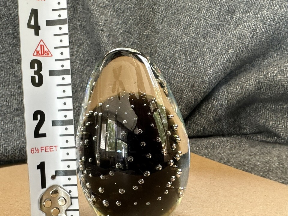 Vintage Set Of 2 Paperweights Black And Clear Bubbles | eBay