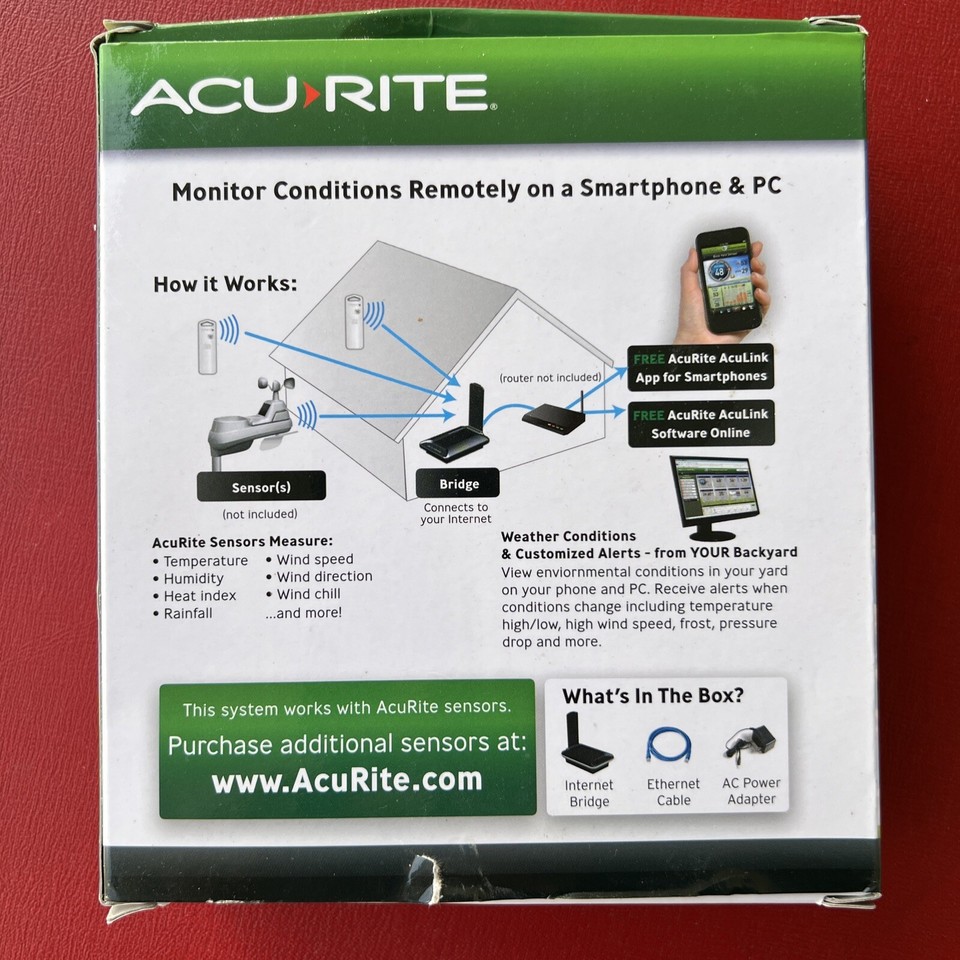Acurite Aculink Internet Bridge Acu-Link 09150RM 09150TRX Smart Phone ...