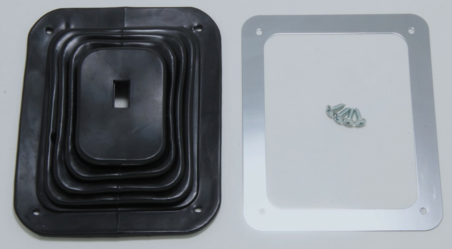 Universal Hurst Style Rubber Shifter Boot & Chrome Plate 5 5/8" X 6 3/4 ...