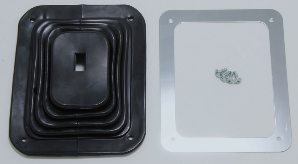 Universal Hurst Style Rubber Shifter Boot & Chrome Plate 5 5/8" X 6 3/4 ...