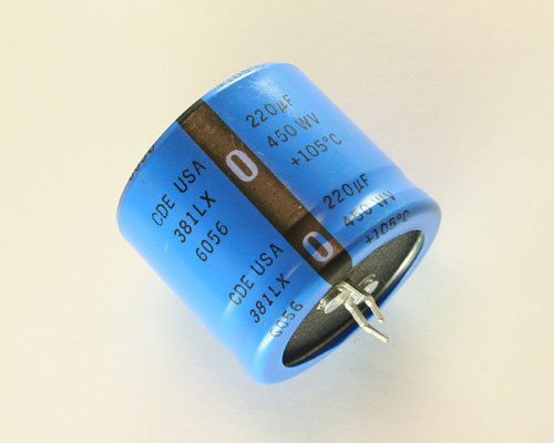 6 X 220uF 450VDC USA Made CDE Aluminum Electrolytic Snap In ...