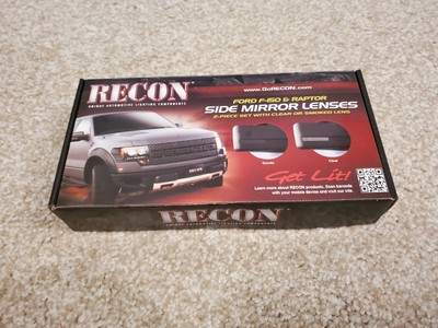 Recon Clear Side Mirror Lenses w/ Amber LEDs 09-14 Ford F150 & Raptor ...
