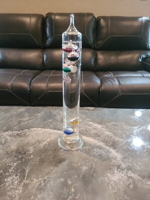 VTG GALILEO THERMOMETER GLASS MULTICOLOR FLOATING BALLS OFFICE TABLE ...