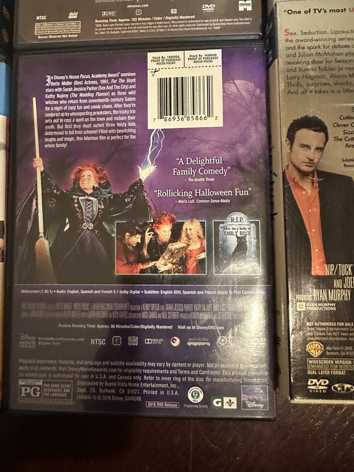 Blu-ray DVD Lot Of 9 Bundle Nip Tuck Hocus Pocus Bridesmaids Elf ...