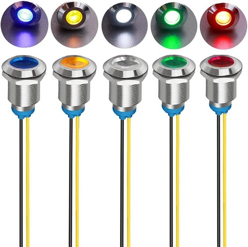 5Pcs 12mm 110V-220VAC LED Metal Indicator Light Multicolored 110V-12mm ...