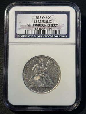 1858-O Seated Liberty Half Dollar 50 C SS Republic Shipwreck Effect NGC ...