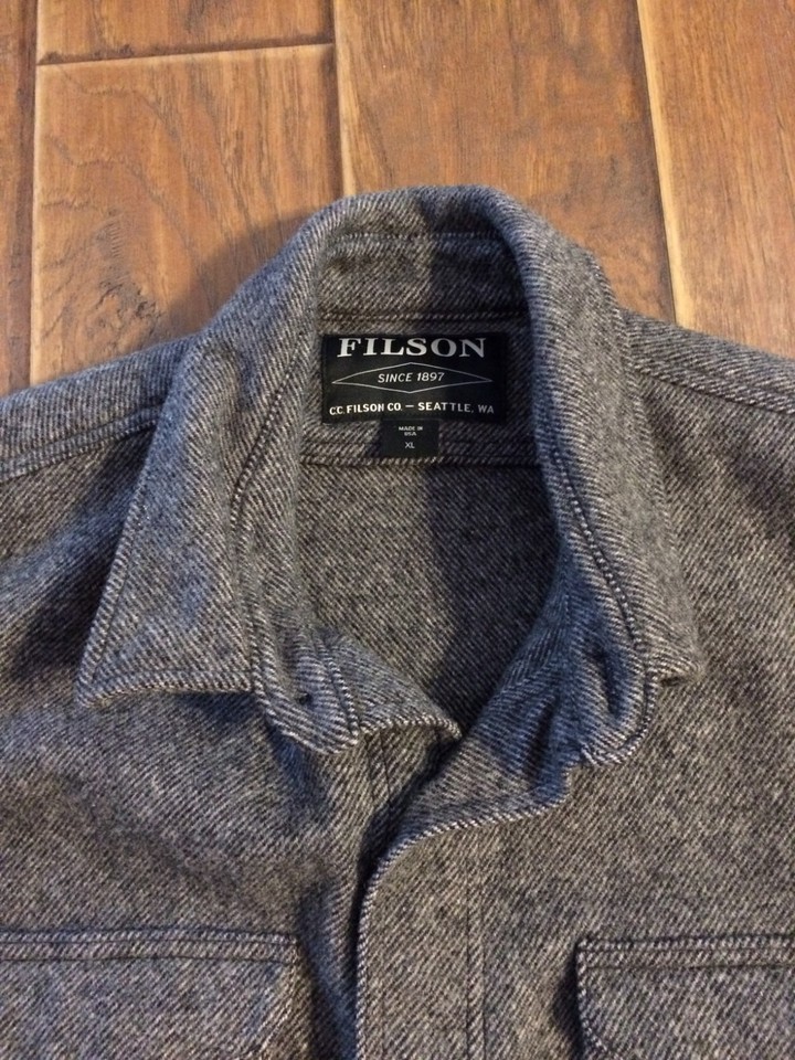 VTG FILSON Wool Jacket Men's XL Black/Gray,Button Up Heavy, 100% Wool ...