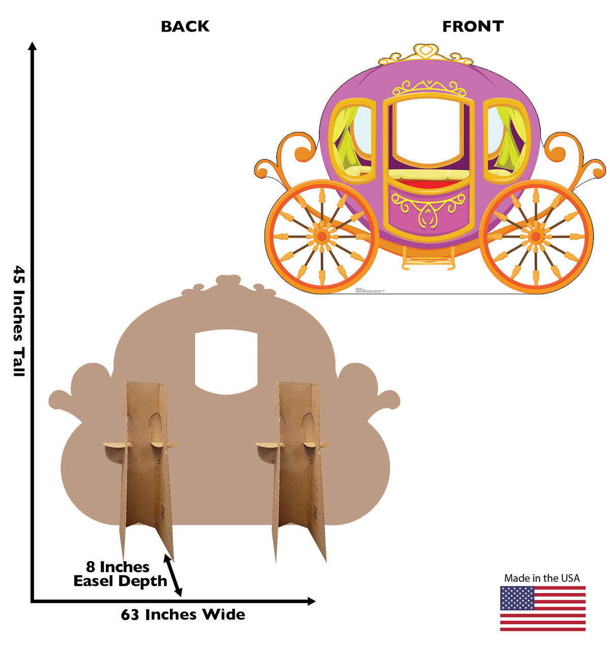 PRINCESS CARRIAGE CINDERELLA "LIFESIZE" STAND-IN STANDIN STANDUP ...