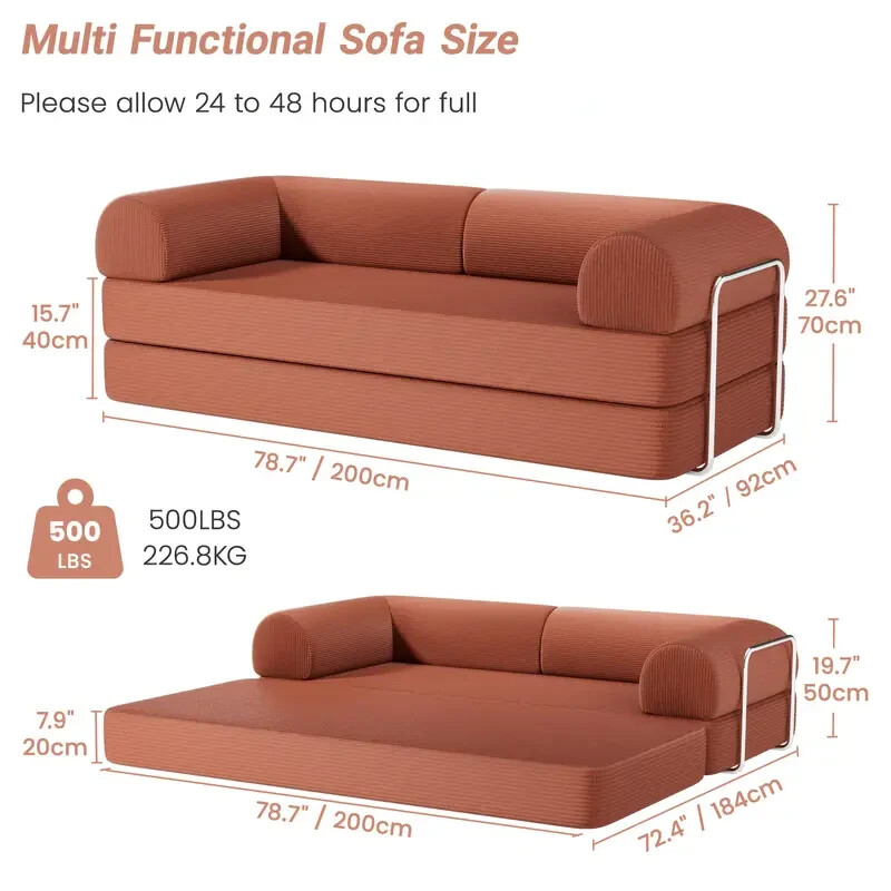 Ohmu - Teddy Couch 79in Convertible Love seat Sofa W/ Pull Out Corduroy ...