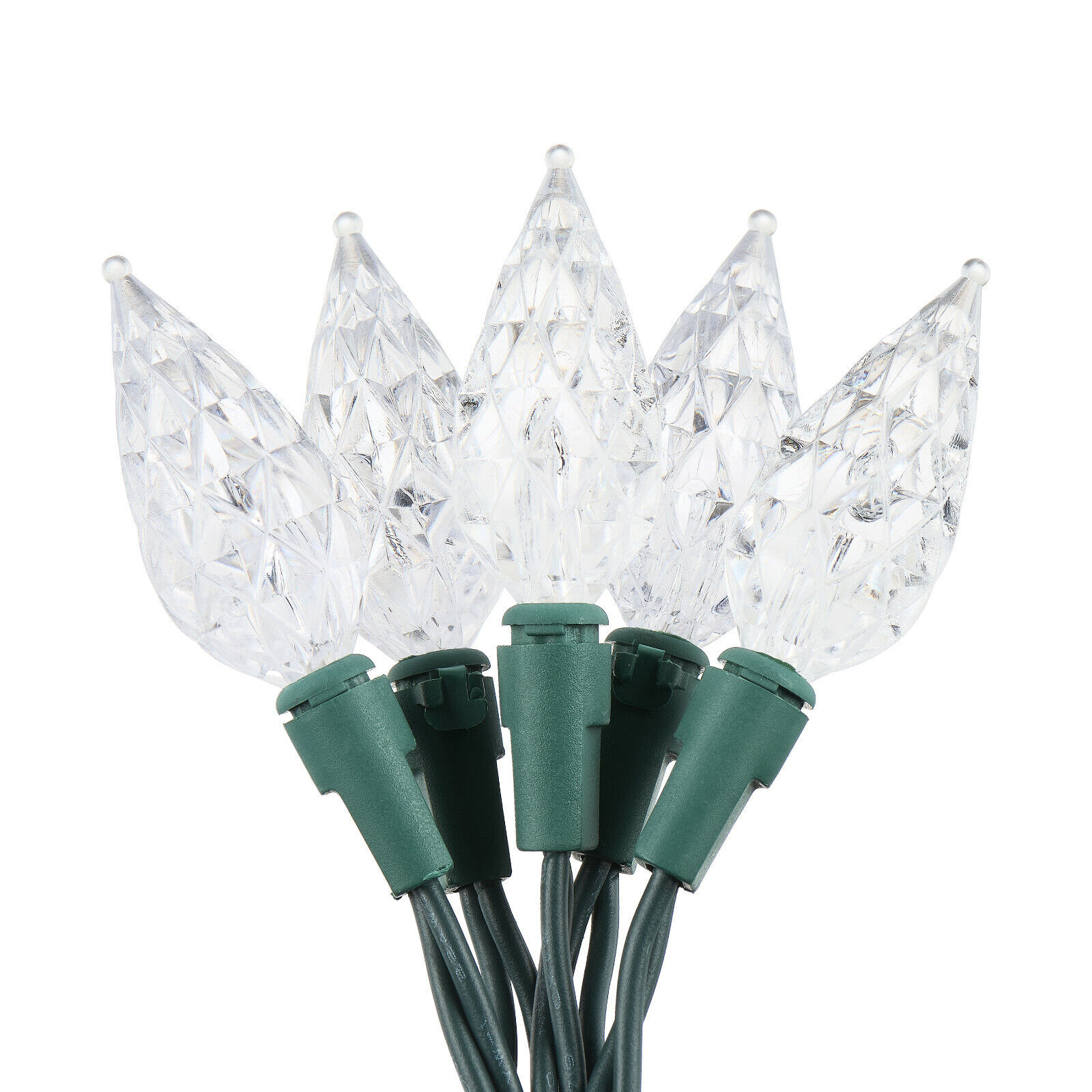 120 Holiday Time Cool White Diamond Faceted C6 Teardrop LED String ...