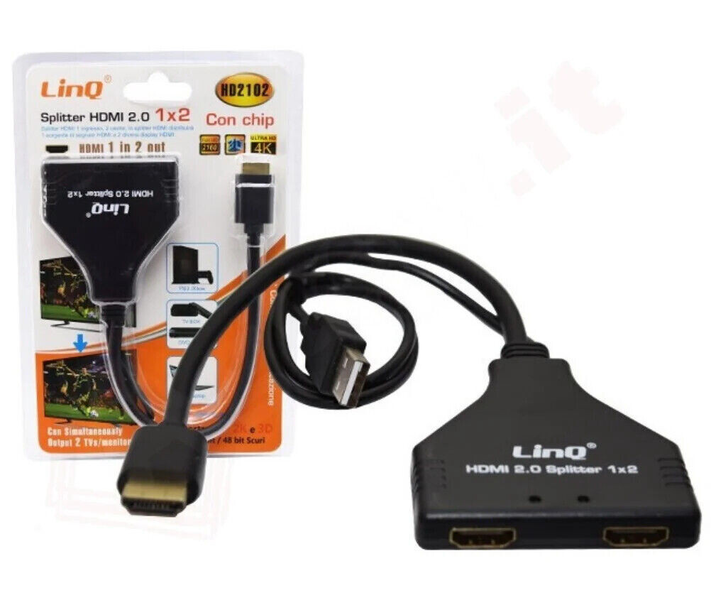 Splitter 4K Hdmi 2 uscite Alimentazione Usb Sdoppiatore PlayStation 3 ...