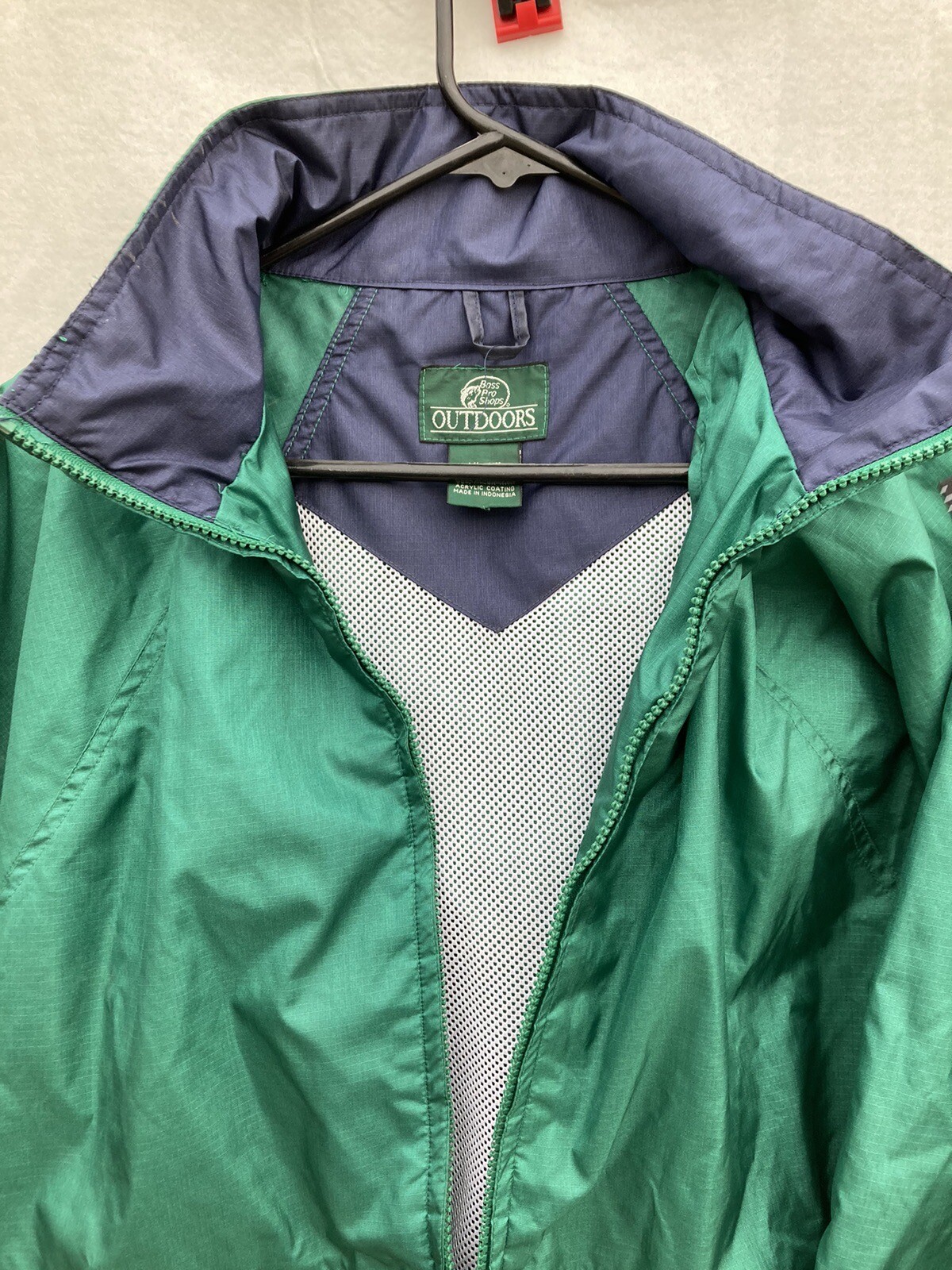 Bass Pro Shops Jacket XL Green Windbreaker Coat Hoodie Full Zip Outdoor ...