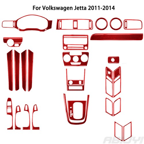 43Pcs Red Carbon Fiber Full Interior Kit Cover Trim For Volkswagen ...