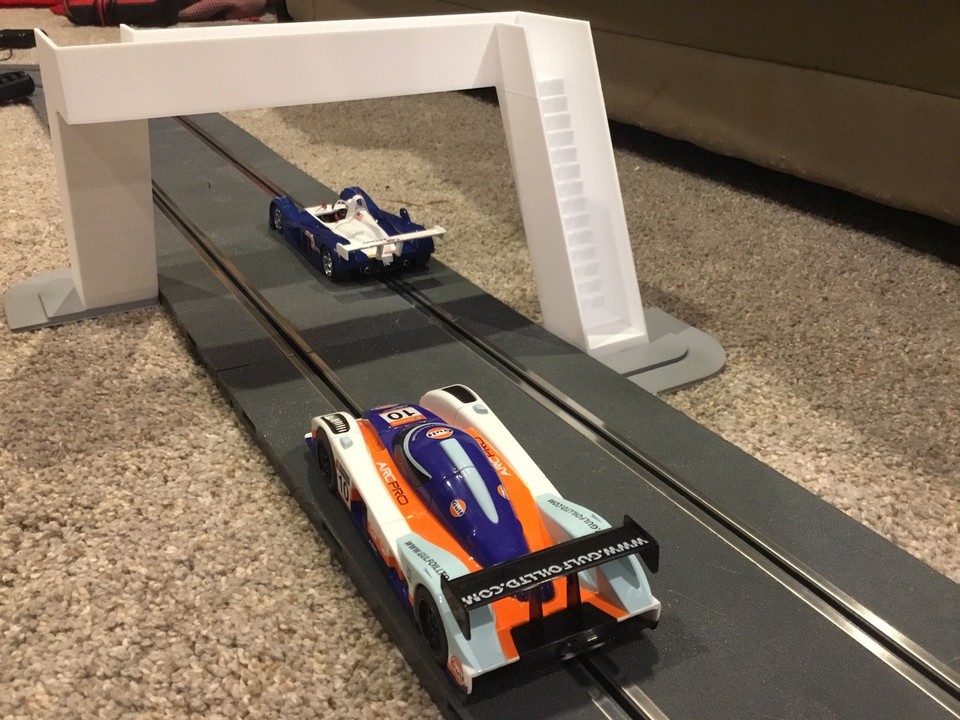 1/32 Scale Slot Car Track Finish Line Flag Stand Walk Bridge ...