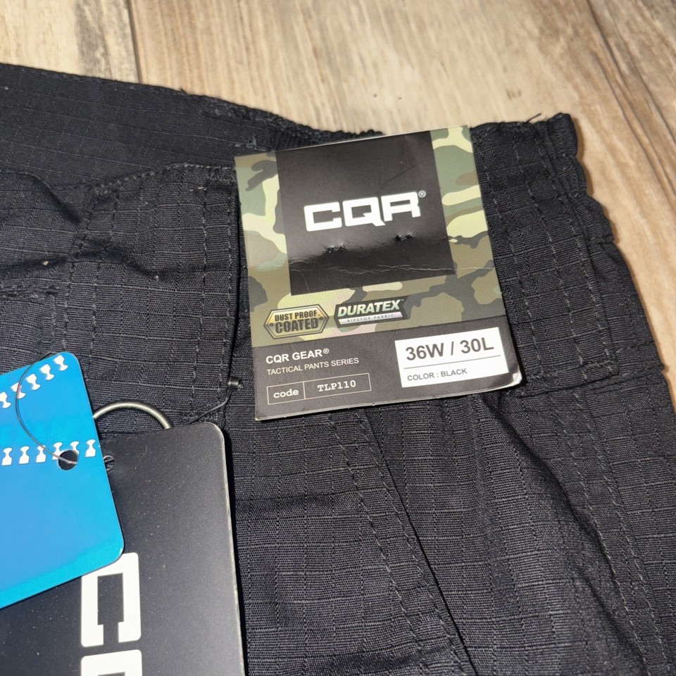 CQR Tactical Pants Mens 36x30 Black Ripstop Cargo Military Outdoor Flex ...
