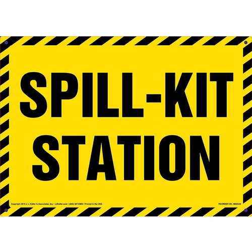 Spill-Kit Station Sign, 14" x 10" Permanent Self Adhesive Vinyl with ...