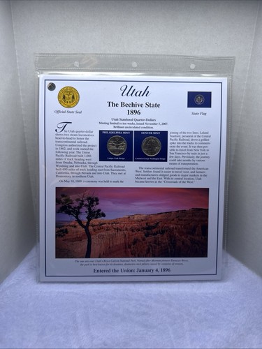 2007 Utah Statehood Commemorative Quarters Panel P&D, PCS, Stamps | eBay