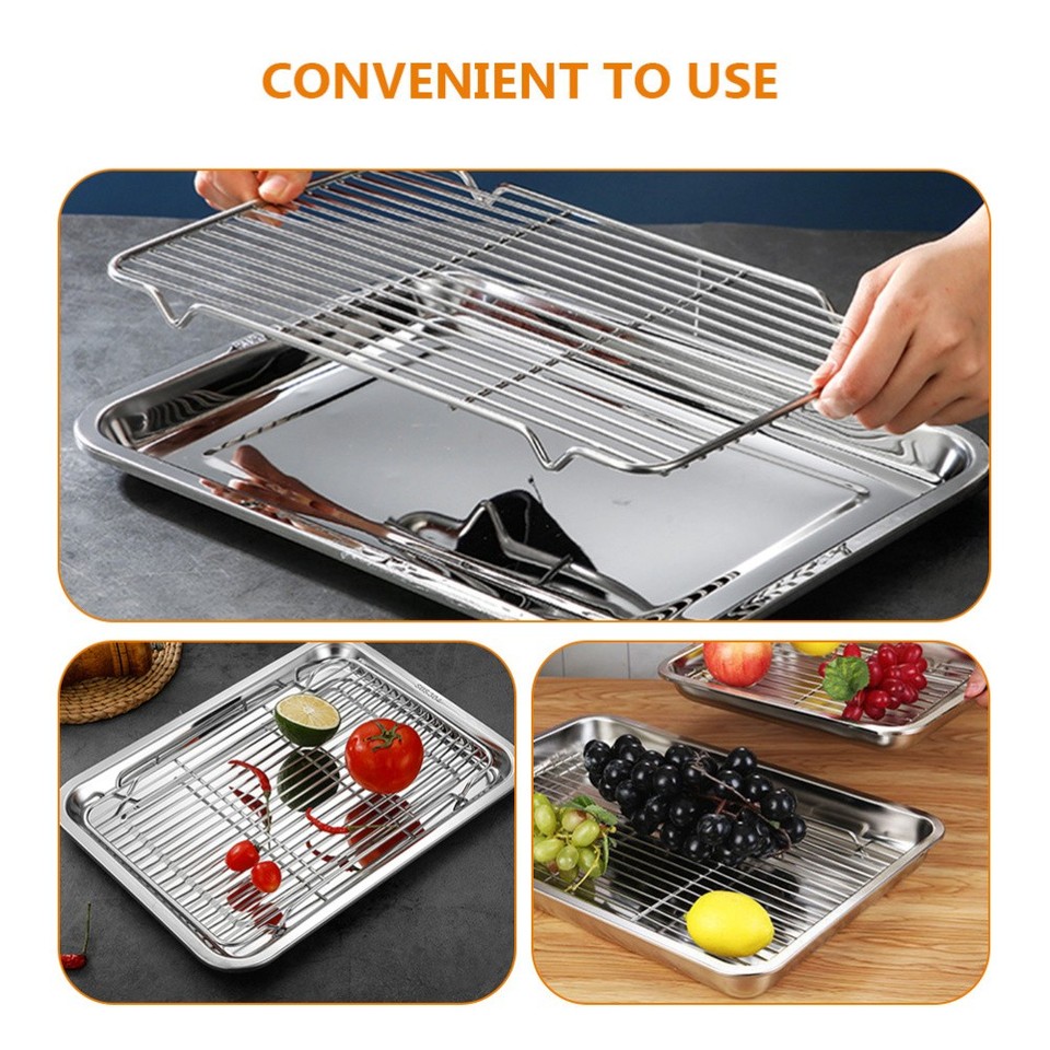 Baking Plate Stainless Steel Grill Plate with Mesh Rack BBQ Accessories ...