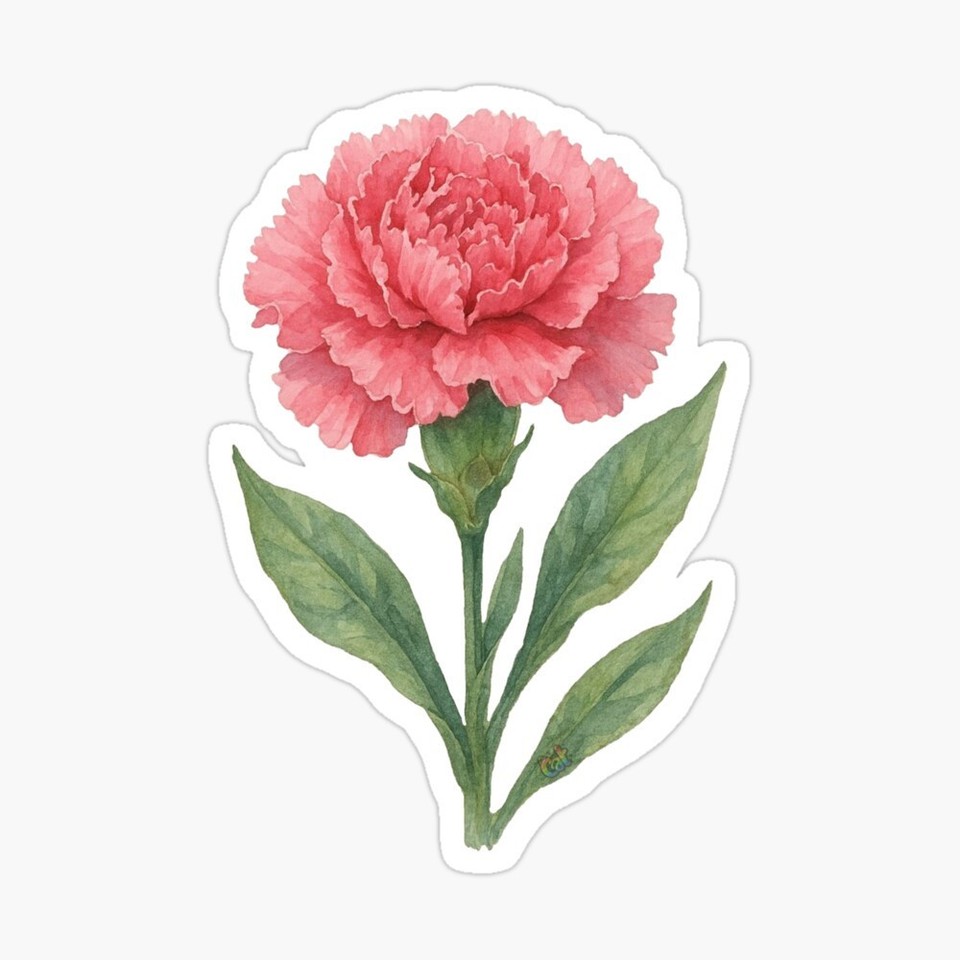 Carnation Grace Flower Sticker by C Autumn Trapp Original Art 3" x 3 ...