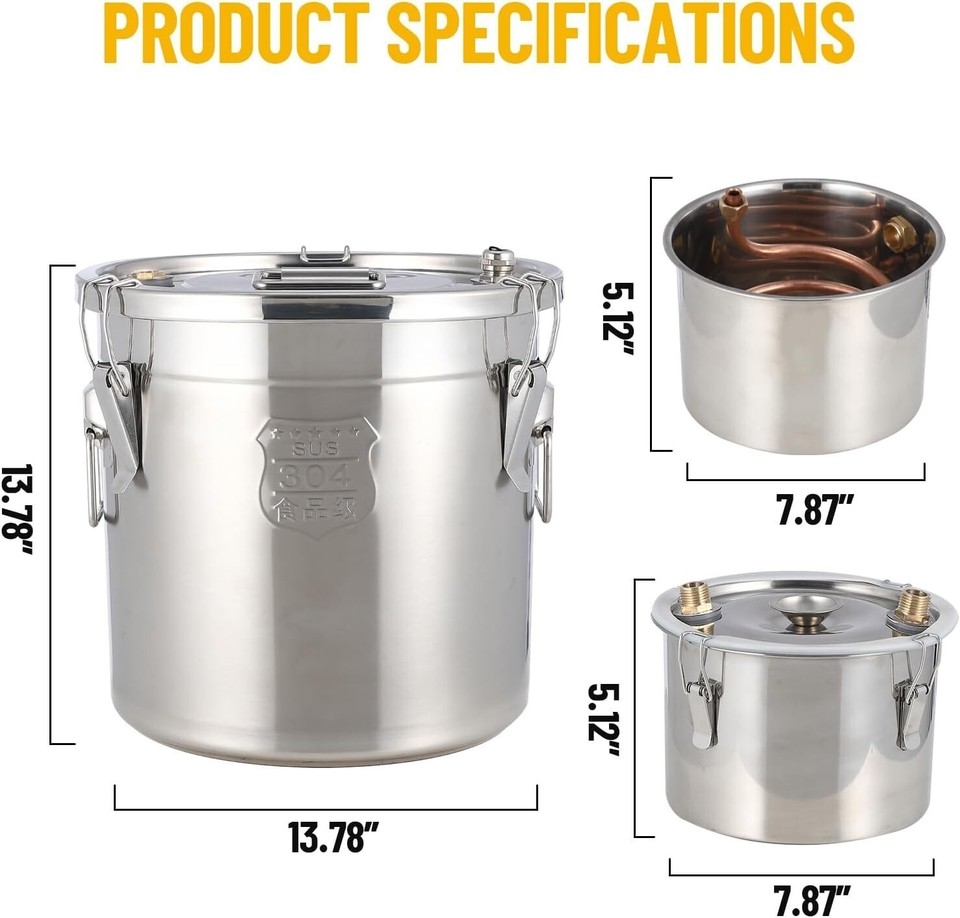 3 Pot Home Use Moonshine Still Brewing Stainless Steel Wine Alcohol ...