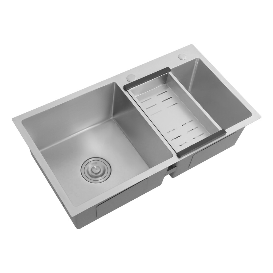 Stainless Kitchen Sink Double Bowl Kitchen Sink Large Capacity + Drain ...