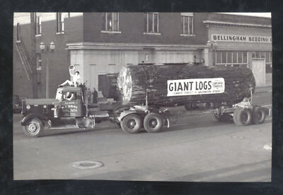 REAL PHOTO BELLINGHAM WASHINGTON GIANT LOGS LOGGING TRUCK POSTCARD COPY ...