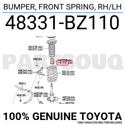 48331BZ110 Genuine Toyota BUMPER, FRONT SPRING, RH/LH 48331-BZ110 | eBay