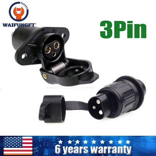 3 Pin Trailer Plug and Trailer Socket 12V 3 Pin Waterproof Connectors ...