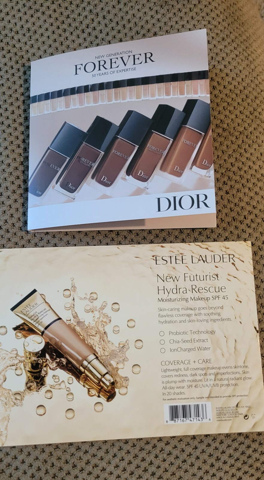 Foundation Sample Card Lot- Estee Lauder & Dior forever 2 packs | eBay