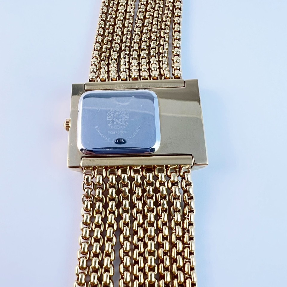 Vintage Estate Designer Paolo Gucci Logo Gold Tone Multi Chain Bracelet ...