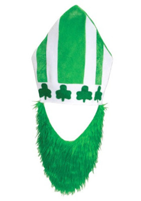 Cappello mitra giorno di San Patrizio barba verde trifoglio accessorio ...
