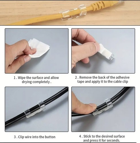 20 Self Adhesive Cable Clips Stays Wire Tidy Organiser Line Holder ...