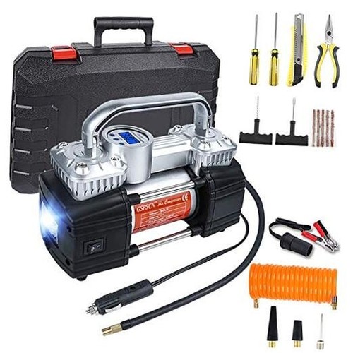 Digital Tire Inflator, Portable Toolbox 12V Air Compressor Pump Heavy ...