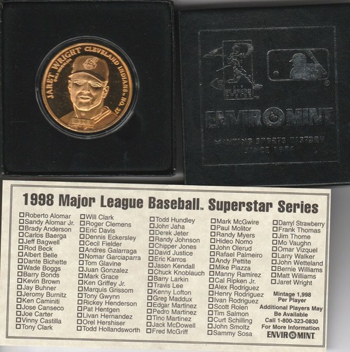 JARET WRIGHT Cleveland Indians 1998 Commemorative Coin w/ COA & Case ...