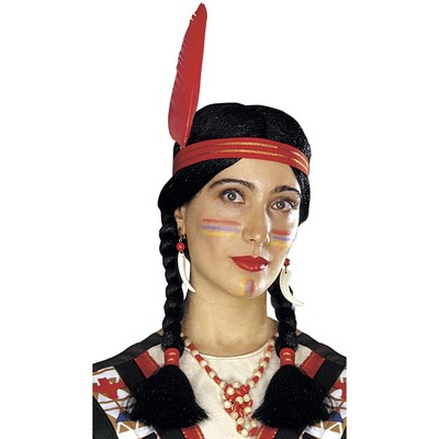 INDIANERIN PERÜCKE & FEDER # Indianer Frau Squaw Indianerfrau Kostüm ...