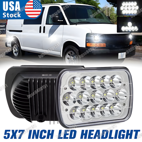 7x6" 5X7 LED Headlight Hi-Lo DRL For Chevy Express Cargo Van 1500 2500 ...