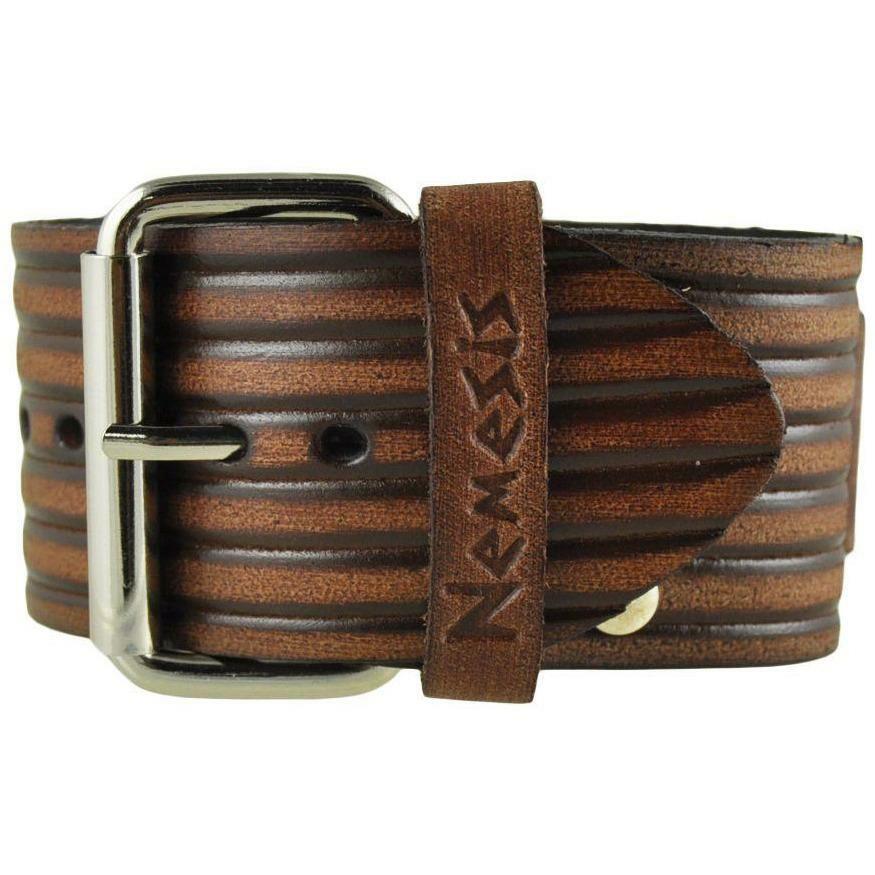 Burgundy Comely Watch with Brown Vintage Embossed Striped Leather Cuff ...