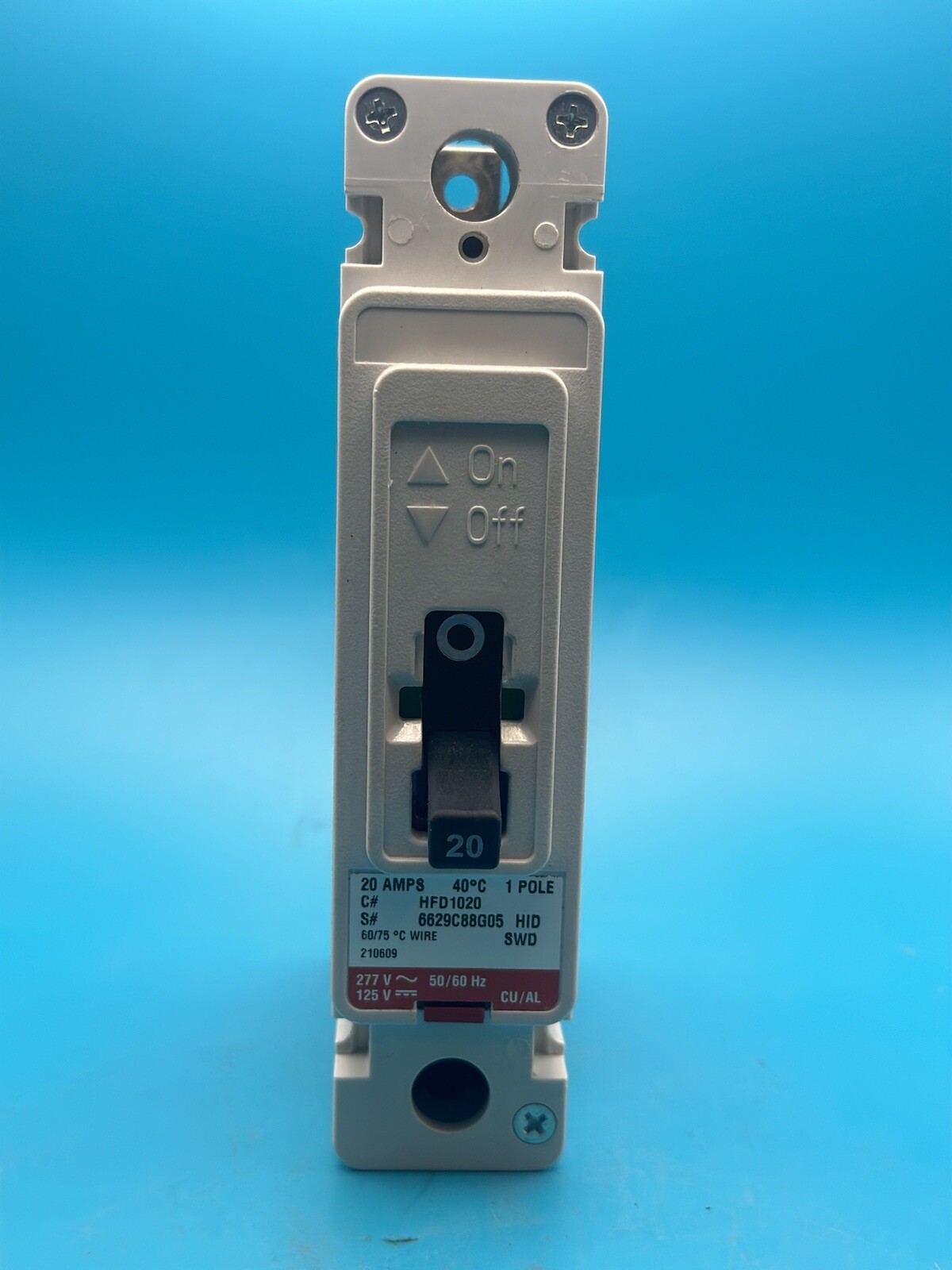 Eaton / Cutler Hammer HFD1020 HFD 1 pole 20 amp 277V 65kA Circuit ...