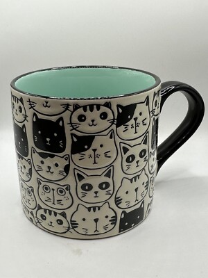Spectrum Designz 2023 Brown Embossed Cat Faces Ceramic Mug - NEW | eBay