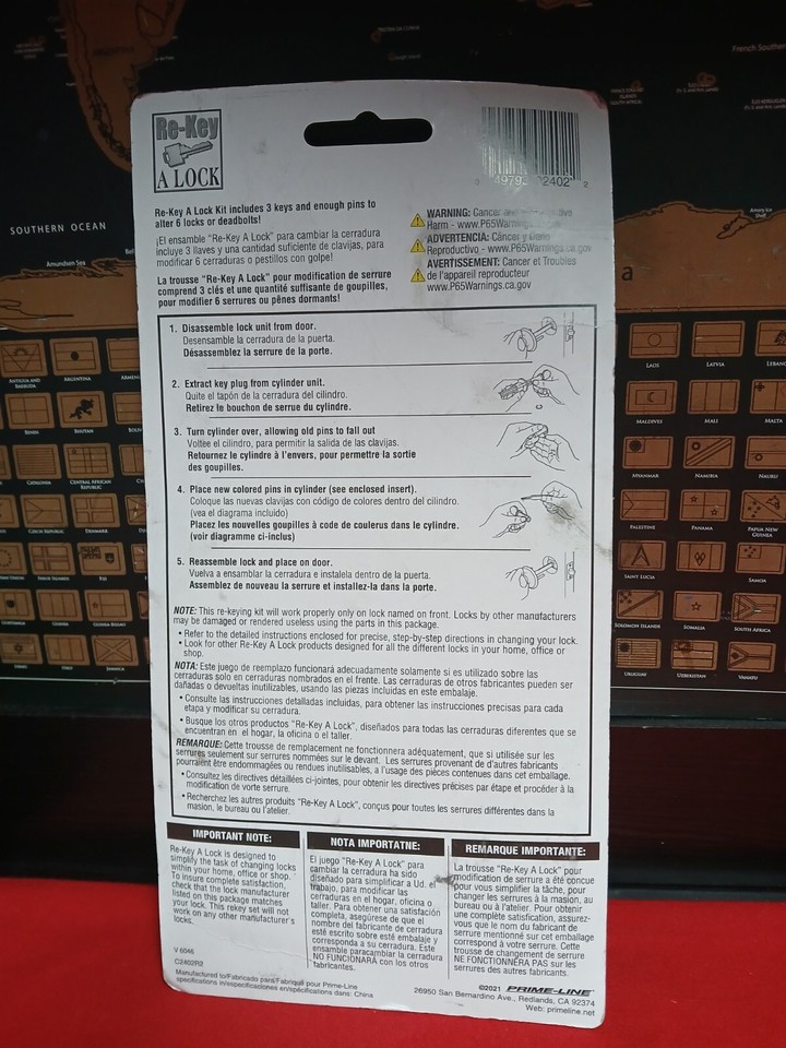 Prime-Line Re-Key A Lock Kit E 2402 Up To 6 Locks, C Type Locks NEW ...