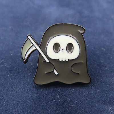 GRIM REAPER Enamel Lapel Pin Badge Black Creepy Scary Death Occult ...