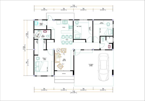 40x28 Feet Small House Plan 12x8.5 Meter 3 Beds 2 Baths Hip PDF & A4 ...
