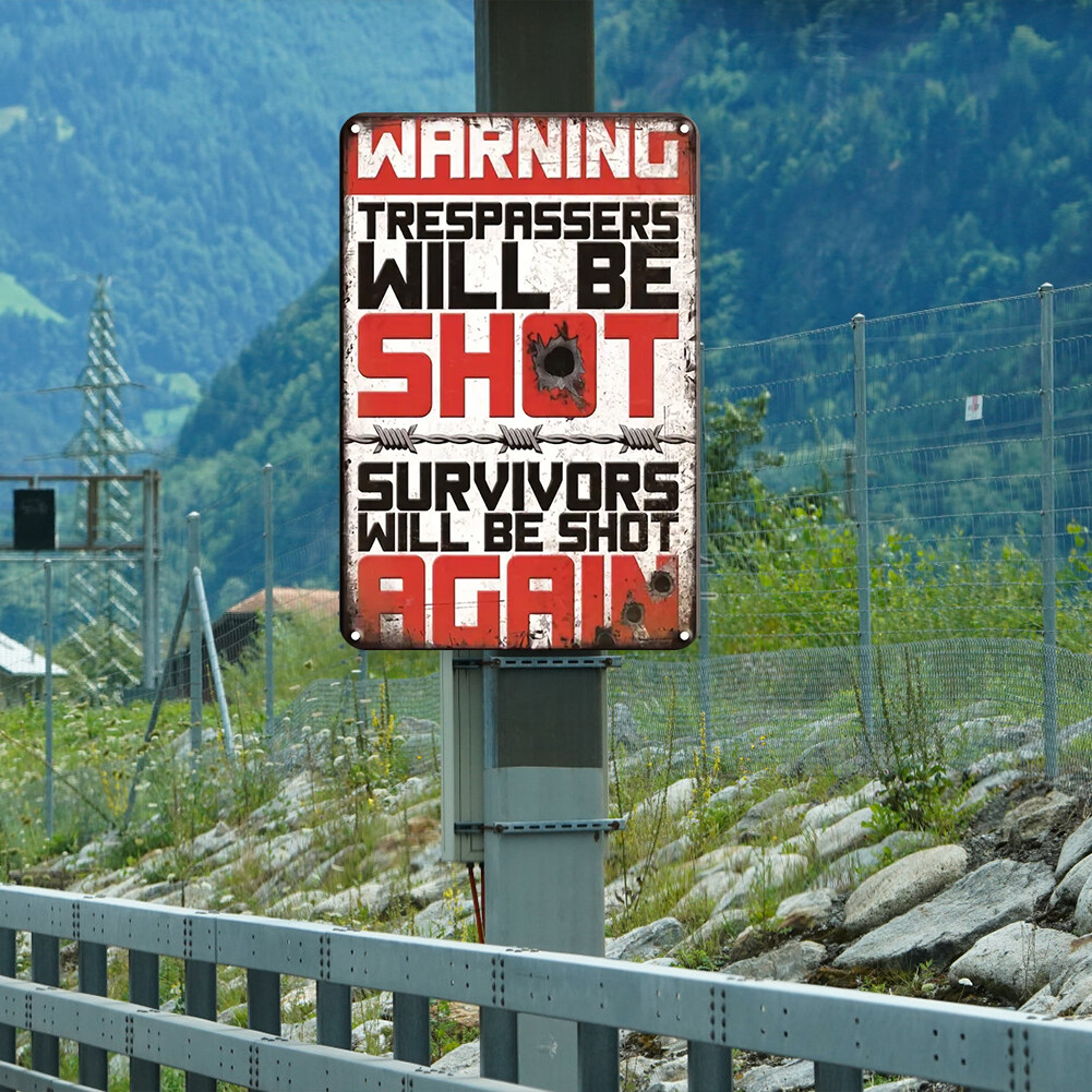 Vintage Metal Plate Warning Sign Rectangular Iron Painting Wall Art ...