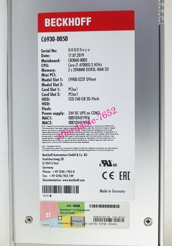 NEW Beckhoff C6930-0050 Control Cabinet Industrial PC i7-4700EQ, 2X2GB ...