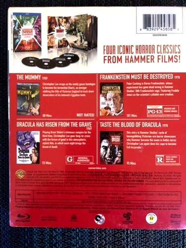 HAMMER HORROR CLASSICS 1959-1970 (4 Blu-Ray Box Set) Factory Sealed OOP ...