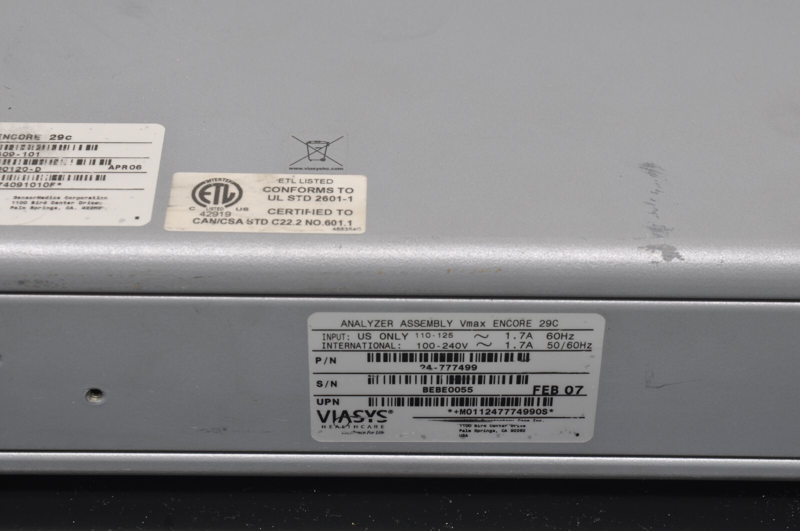 Viasys Carefusion Vyaire Sensormedics VMAX Encore 29C PFT Lung Analyzer ...